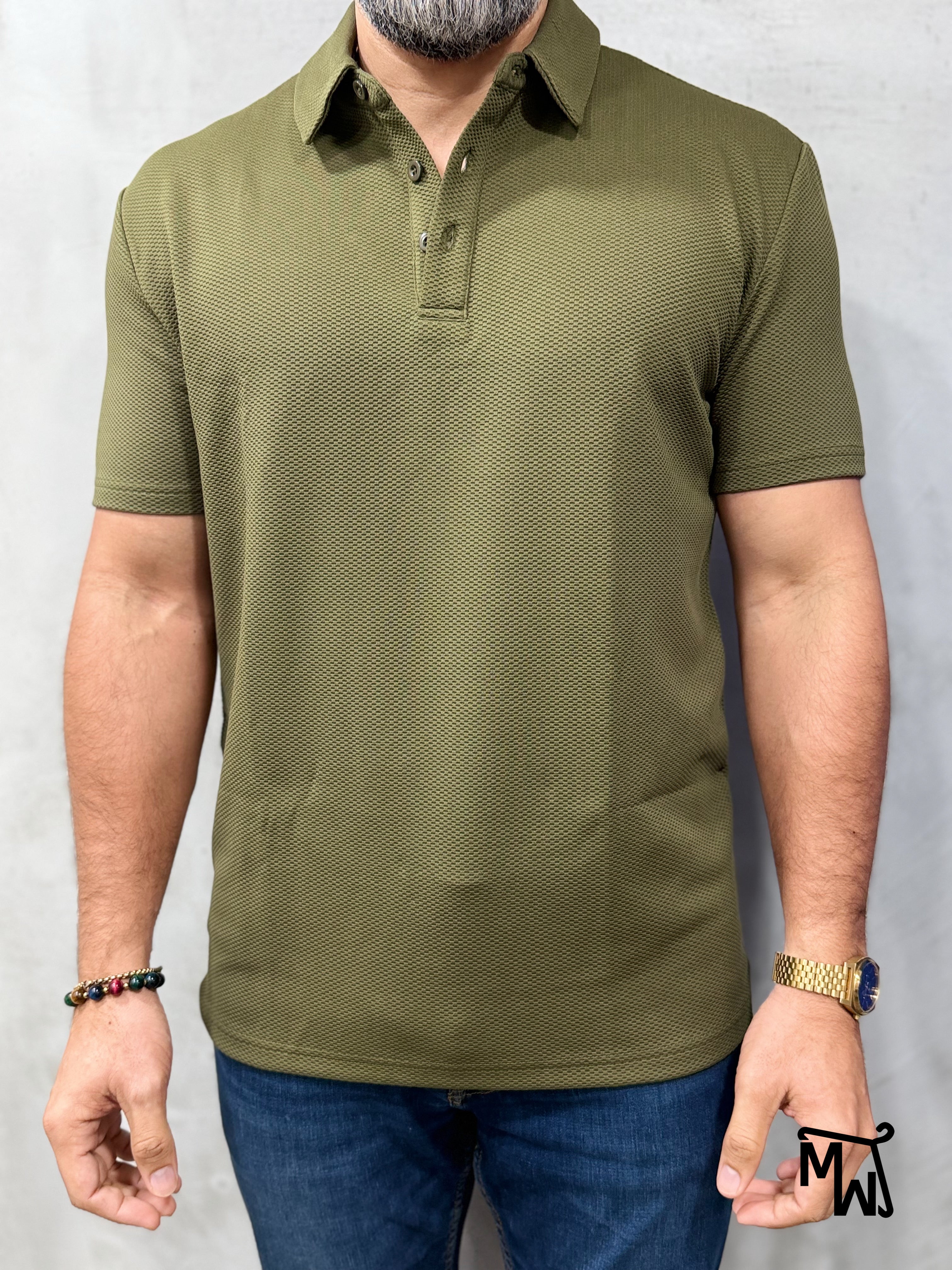 Camisa Polo Crochet “ Olive” (Slim Fit) – MW Closet PR